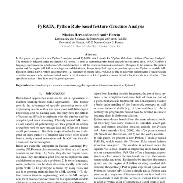 PyRATA, Python Rule-based feAture sTructure Analysis - ACL Anthology