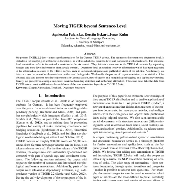 Moving TIGER beyond Sentence-Level - ACL Anthology