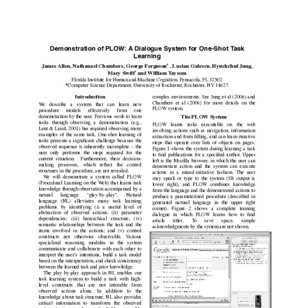 Demonstration of PLOW: A Dialogue System for One-Shot Task Learning - ACL Anthology