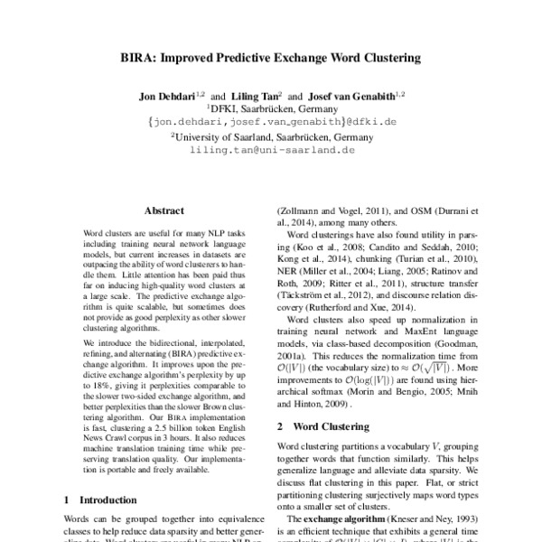 BIRA: Improved Predictive Exchange Word Clustering - ACL Anthology