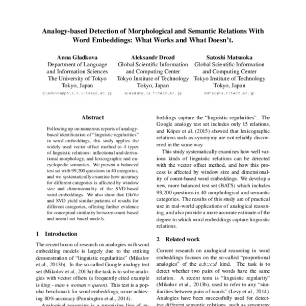 Analogy-based detection of morphological and semantic relations with ...