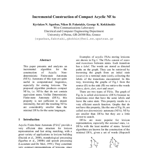 Incremental Construction of Compact Acyclic NFAs - ACL Anthology