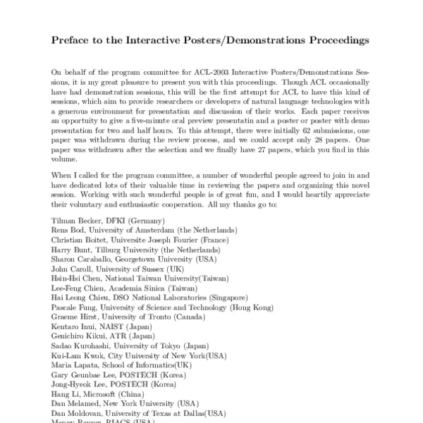 ACL-03 Interactive Posters and Demonstrations - ACL Anthology