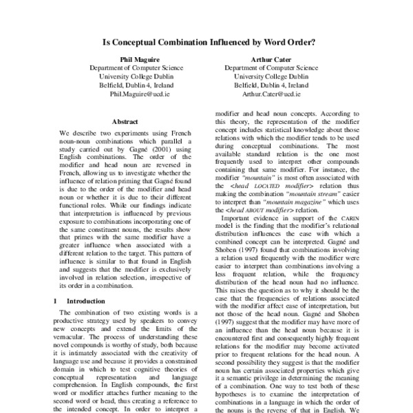 Is Conceptual Combination Influenced by Word Order? - ACL Anthology