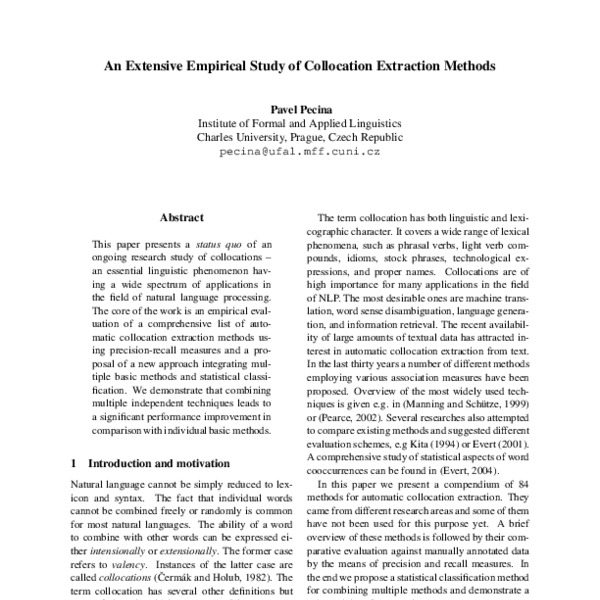 An Extensive Empirical Study of Collocation Extraction Methods - ACL ...