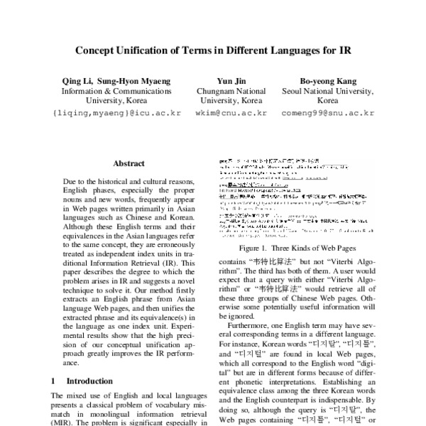 Concept Unification of Terms in Different Languages for IR - ACL Anthology