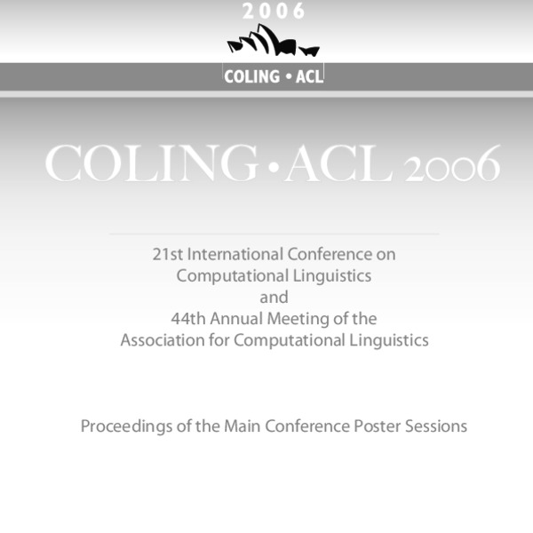 Proceedings of the COLING/ACL 2006 Main Conference Poster Sessions ...