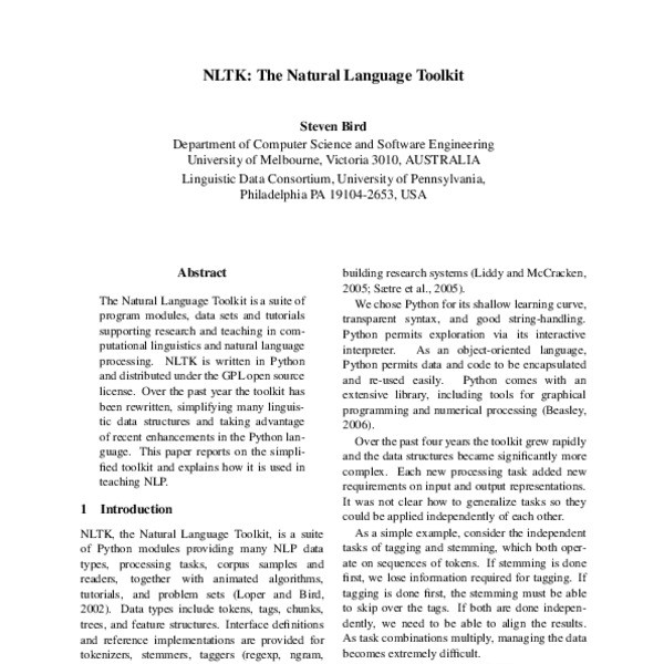 NLTK: The Natural Language Toolkit - ACL Anthology