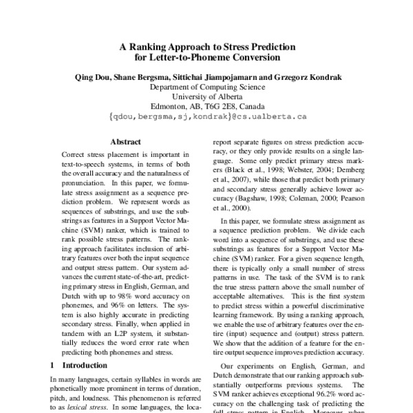 A Ranking Approach to Stress Prediction for Letter-to-Phoneme ...