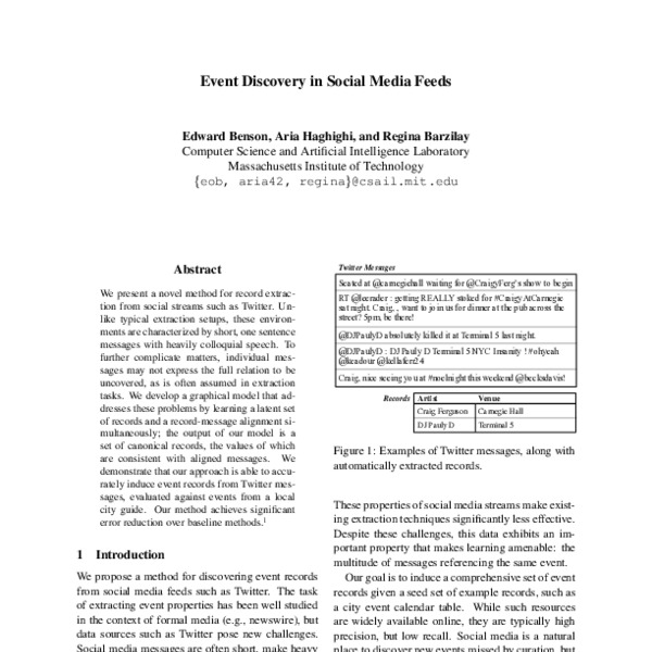 Event Discovery in Social Media Feeds - ACL Anthology