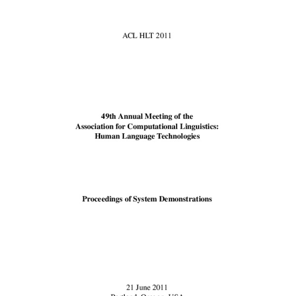 Proceedings of the ACL-HLT 2011 System Demonstrations - ACL Anthology