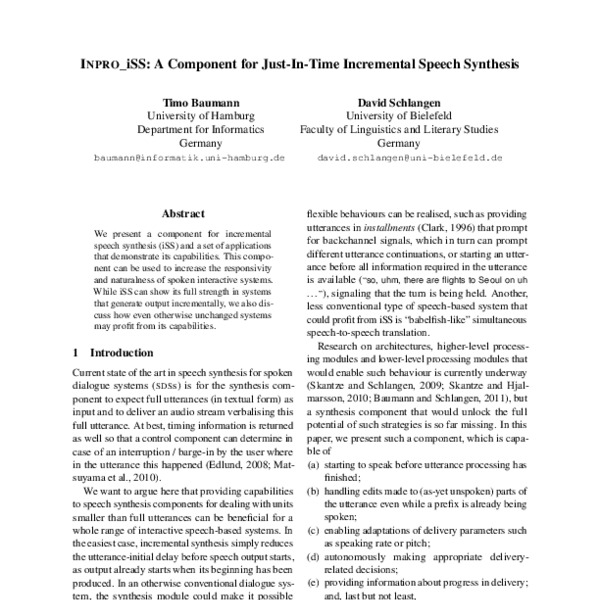 INPRO_iSS: A Component for Just-In-Time Incremental Speech Synthesis ...