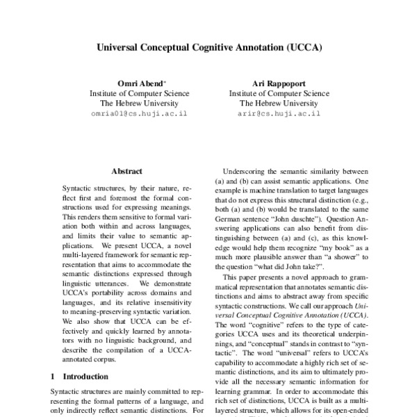 Universal Conceptual Cognitive Annotation (UCCA) - ACL Anthology