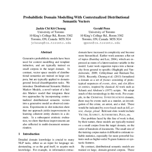Probabilistic Domain Modelling With Contextualized Distributional Semantic Vectors - ACL Anthology