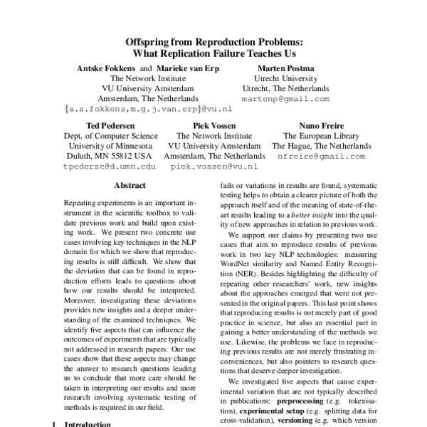 Offspring from Reproduction Problems: What Replication Failure Teaches ...