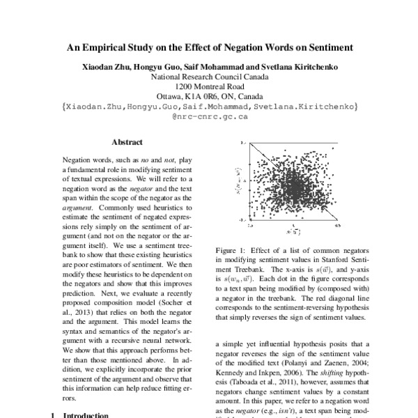 An Empirical Study on the Effect of Negation Words on Sentiment - ACL ...