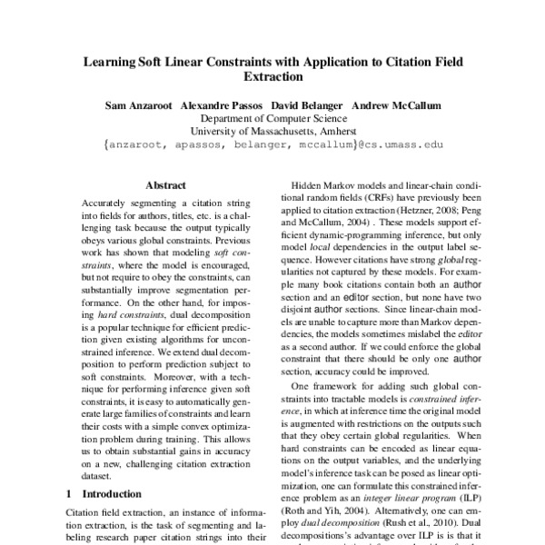 Learning Soft Linear Constraints with Application to Citation Field ...