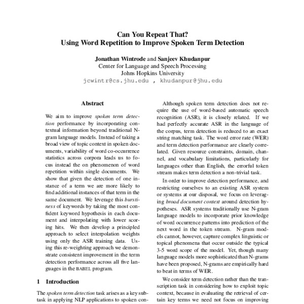 Can You Repeat That? Using Word Repetition to Improve Spoken Term ...