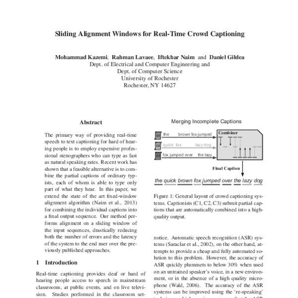 Sliding Alignment Windows For Real Time Crowd Captioning Acl Anthology