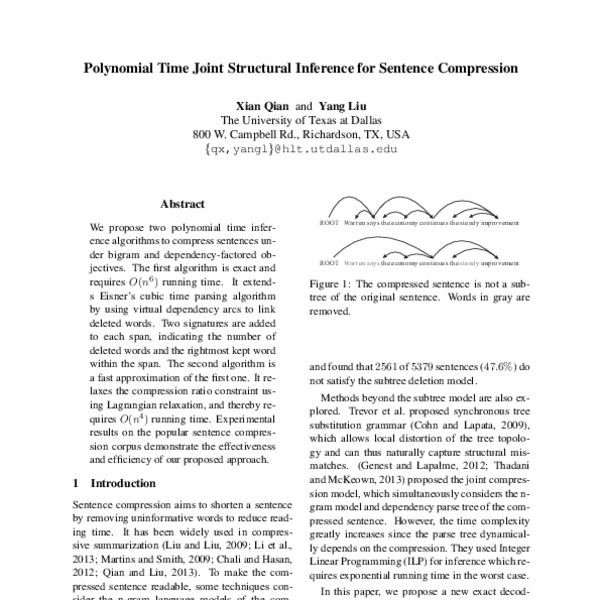Polynomial Time Joint Structural Inference for Sentence Compression ...