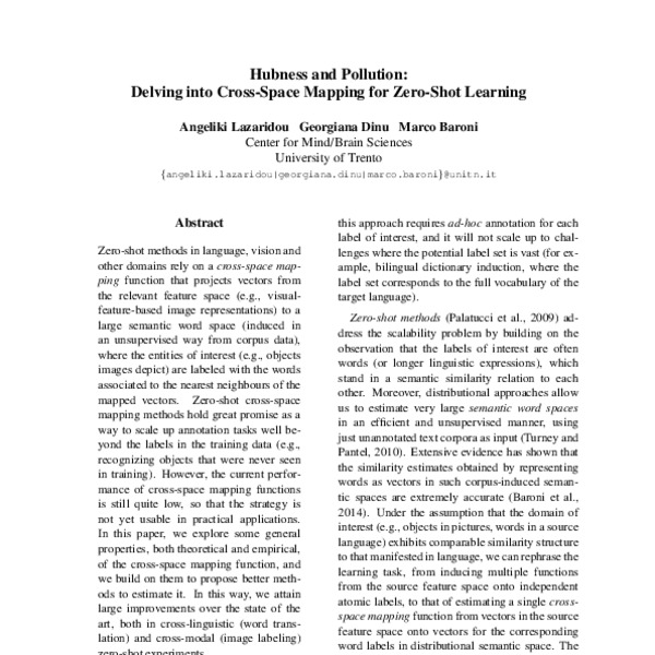 Hubness and Pollution: Delving into Cross-Space Mapping for Zero-Shot ...