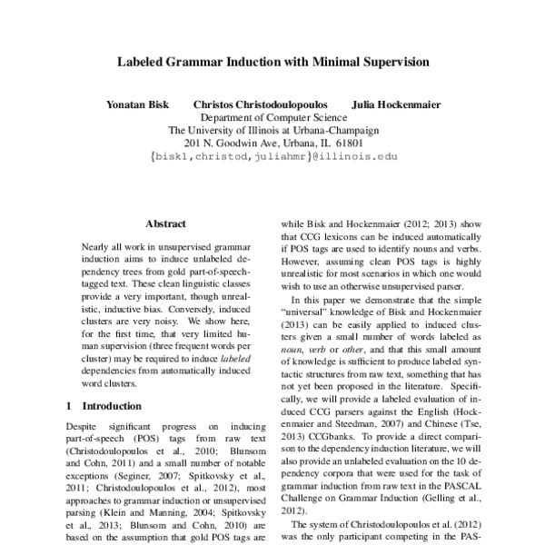 Labeled Grammar Induction with Minimal Supervision - ACL Anthology