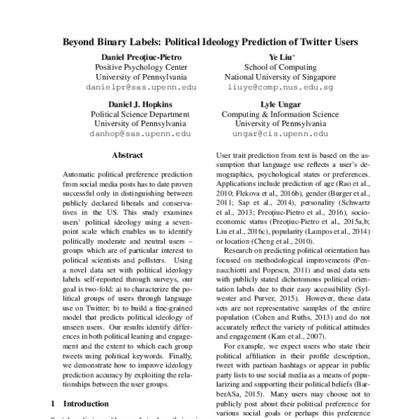 Beyond Binary Labels: Political Ideology Prediction of Twitter Users ...