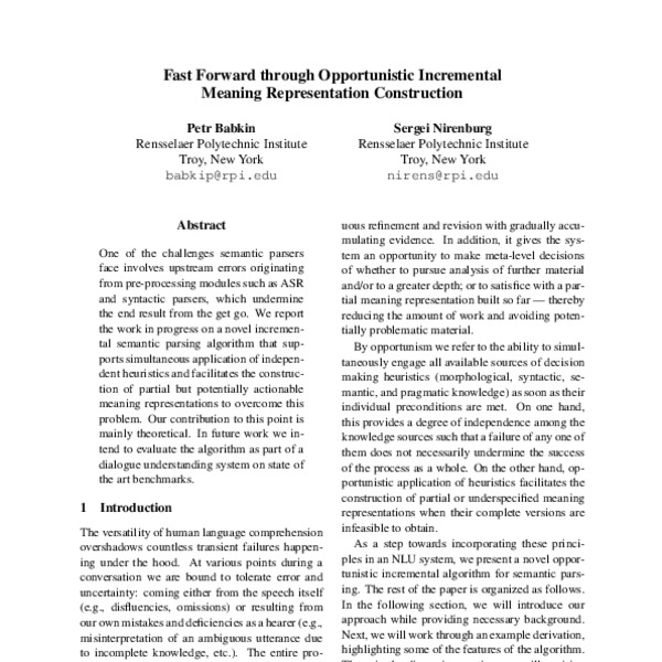 Fast Forward Through Opportunistic Incremental Meaning Representation ...