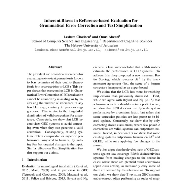 Inherent Biases in Reference-based Evaluation for Grammatical Error ...