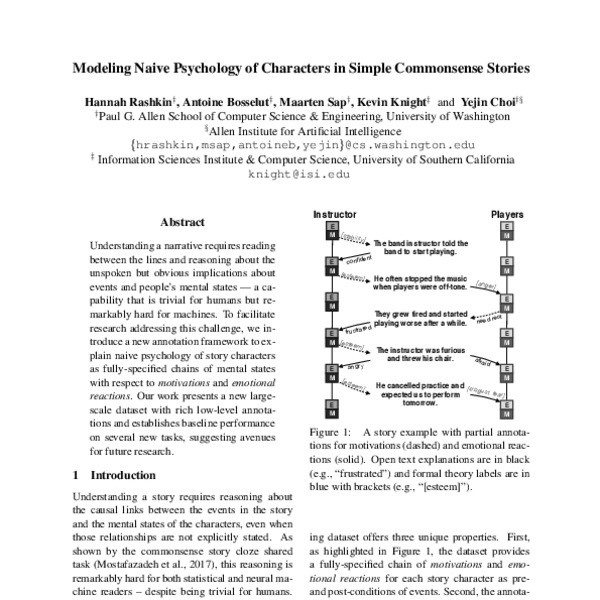 Modeling Naive Psychology of Characters in Simple Commonsense Stories ...