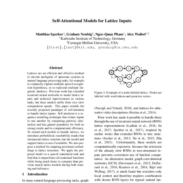 Self-Attentional Models for Lattice Inputs - ACL Anthology