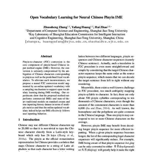 Open Vocabulary Learning for Neural Chinese Pinyin IME - ACL Anthology
