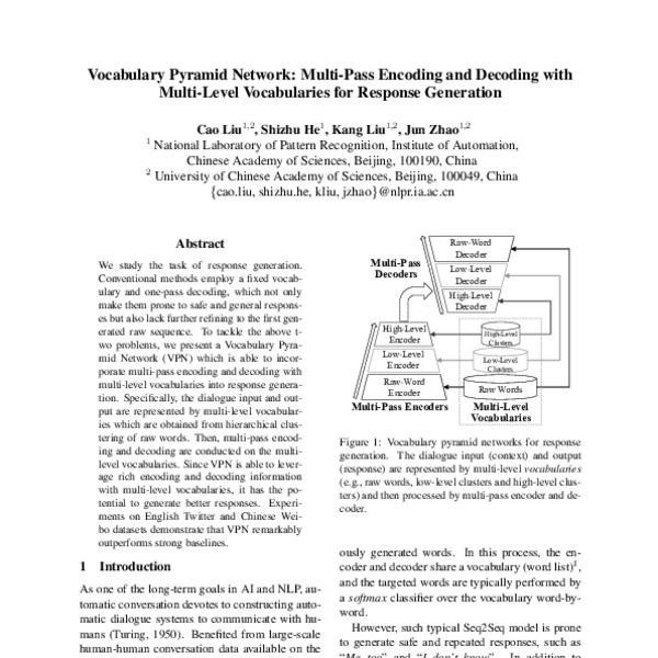 Vocabulary Pyramid Network: Multi-Pass Encoding and Decoding with Multi ...