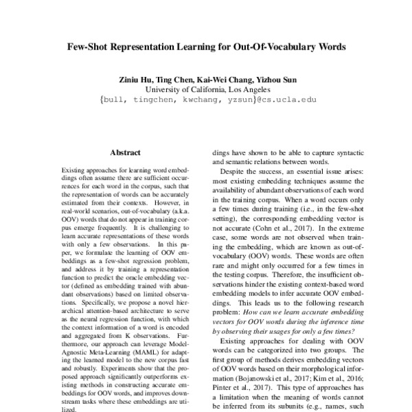 Few-Shot Representation Learning for Out-Of-Vocabulary Words - ACL Anthology