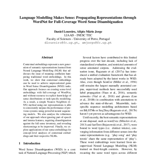 Language Modelling Makes Sense: Propagating Representations through ...