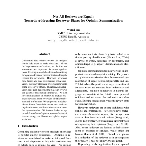 Not All Reviews Are Equal: Towards Addressing Reviewer Biases for ...