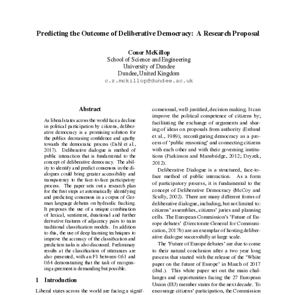 Predicting the Outcome of Deliberative Democracy: A Research Proposal ...