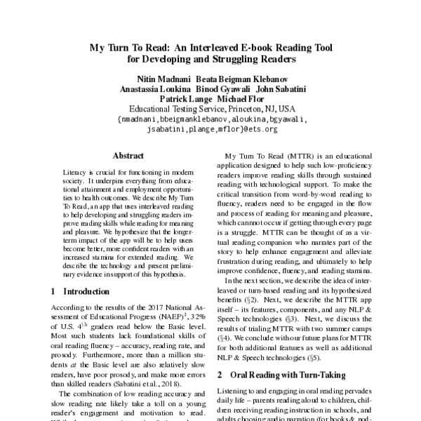 My Turn To Read: An Interleaved E-book Reading Tool for Developing and ...