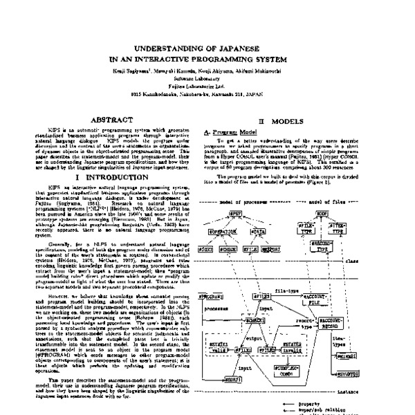 Understanding of Japanese in an Interactive Programming System - ACL ...