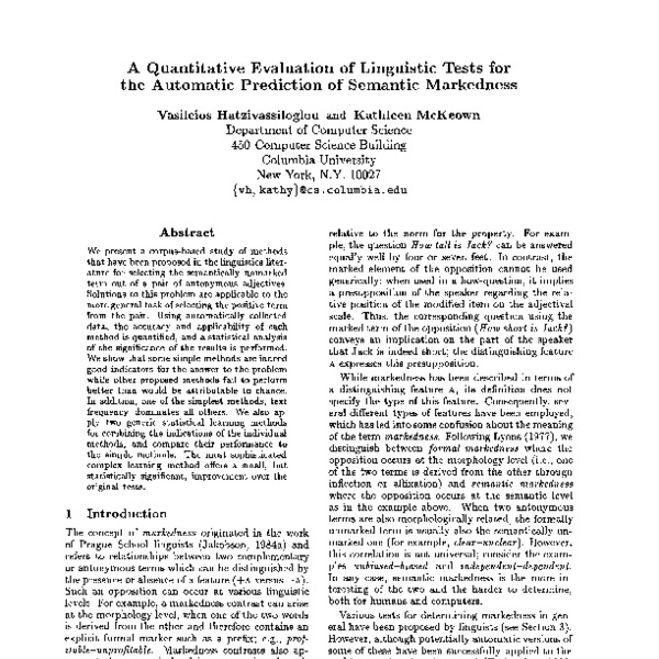 A Quantitative Evaluation of Linguistic Tests for the Automatic ...