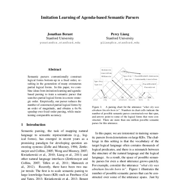Imitation Learning Of Agenda Based Semantic Parsers Acl Anthology