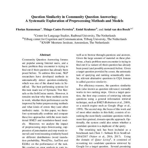 Question Similarity in Community Question Answering: A Systematic ...