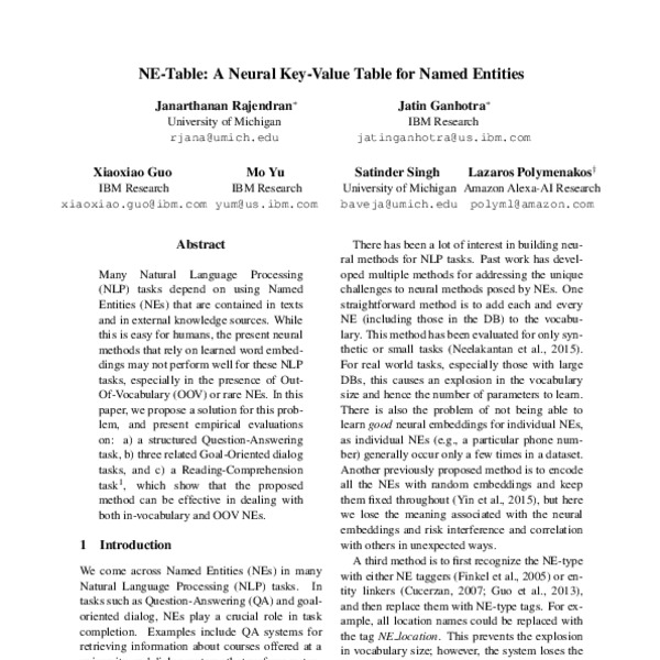 NE-Table: A Neural key-value table for Named Entities - ACL Anthology