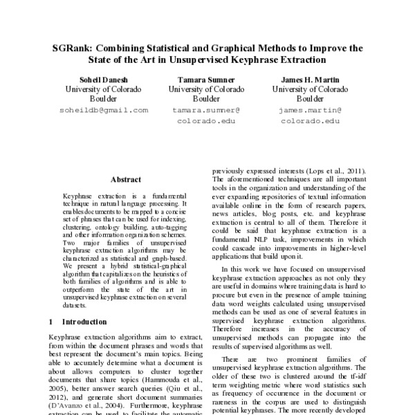 Sgrank Combining Statistical And Graphical Methods To Improve The State Of The Art In
