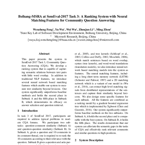 Beihang-MSRA at SemEval-2017 Task 3: A Ranking System with Neural ...