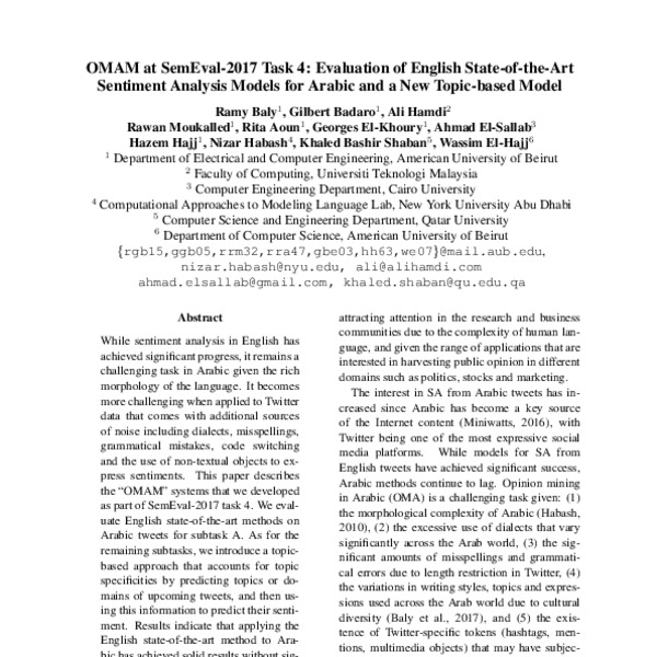 OMAM at SemEval-2017 Task 4: Evaluation of English State-of-the-Art ...