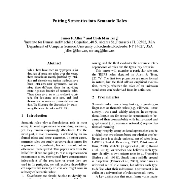 Putting Semantics into Semantic Roles - ACL Anthology