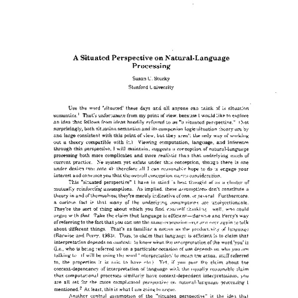 A Situated Perspective on Natural-Language Processing - ACL Anthology