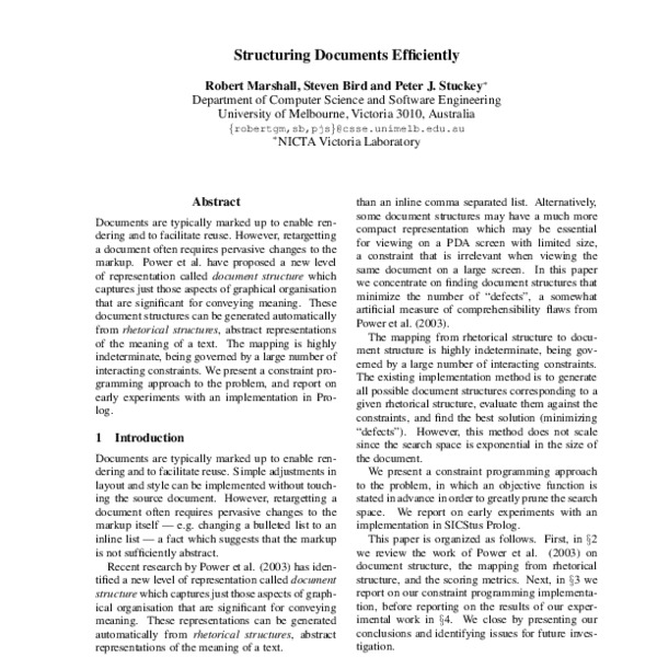 Structuring Documents Efficiently - ACL Anthology