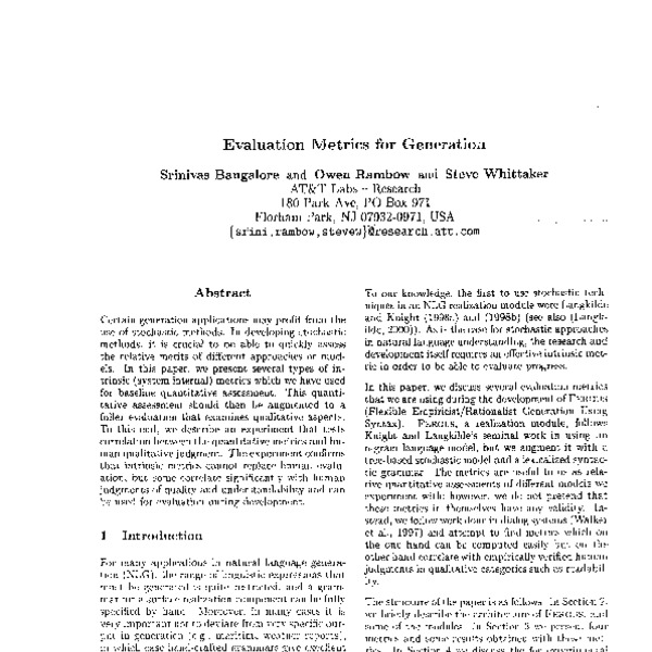 Evaluation Metrics for Generation - ACL Anthology